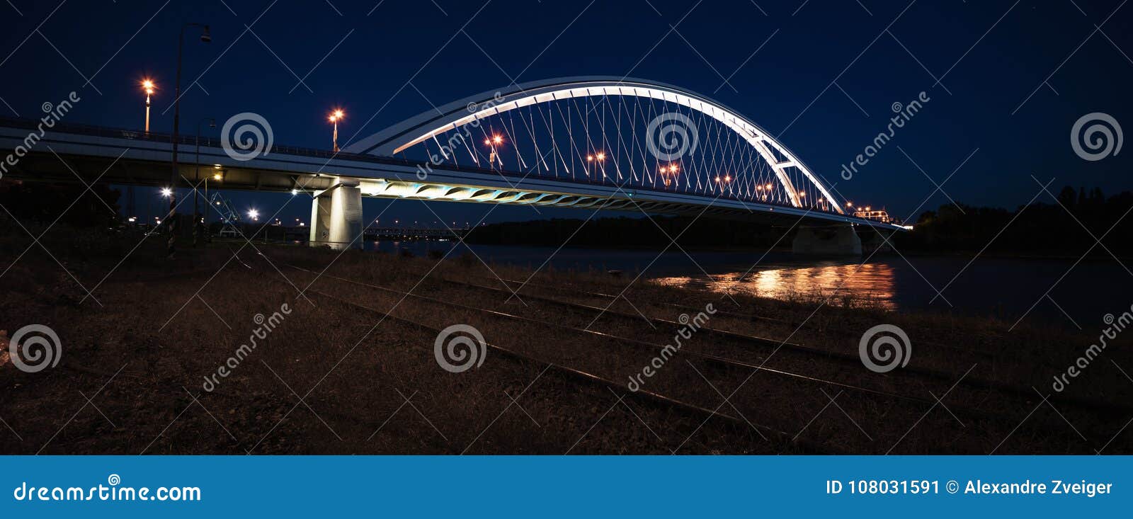 Apollo bridge by night stock image. Image of steel, modern - 108031591