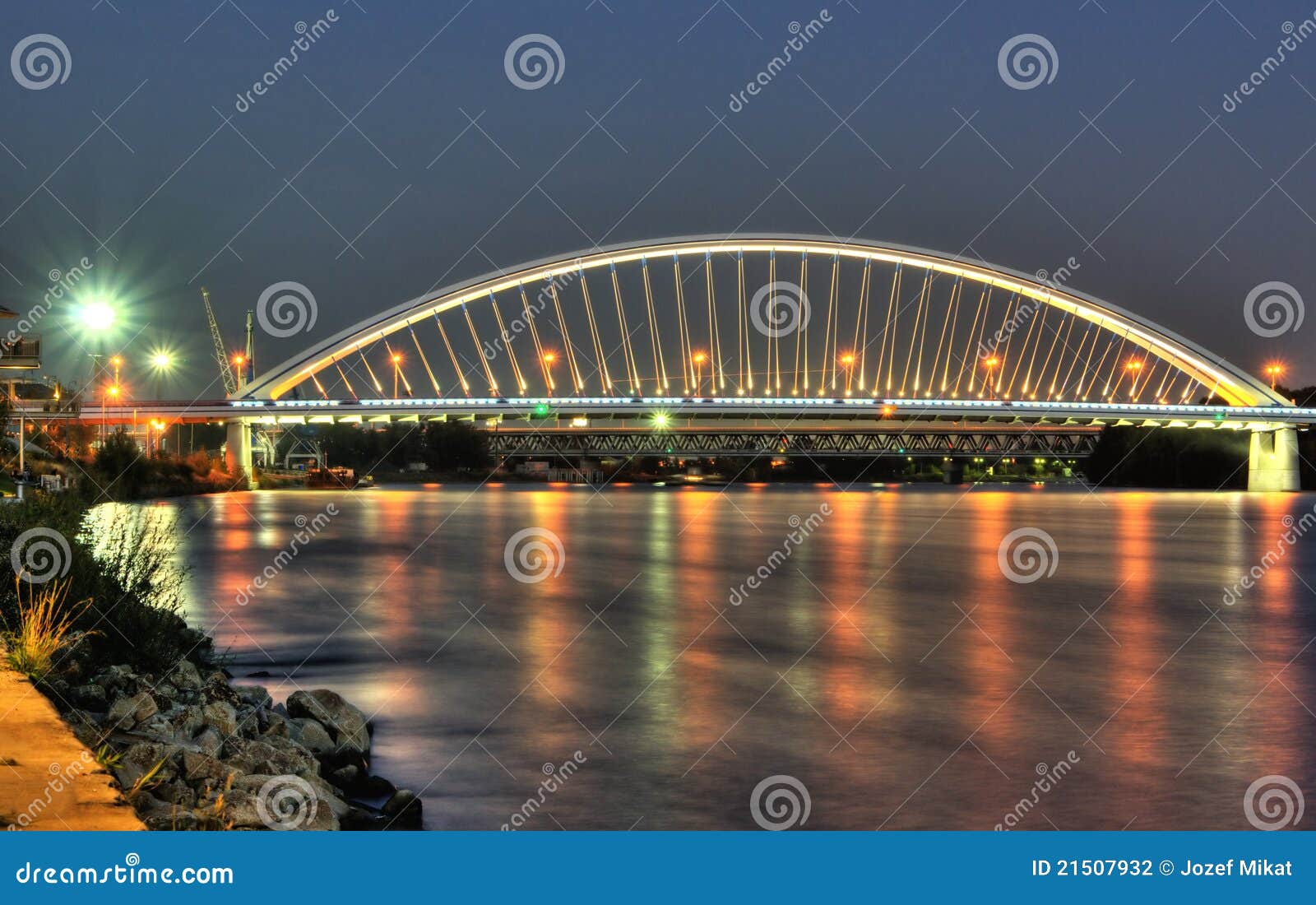 Apollo Bridge in the Evening Stock Photo - Image of slovakia, apollo ...