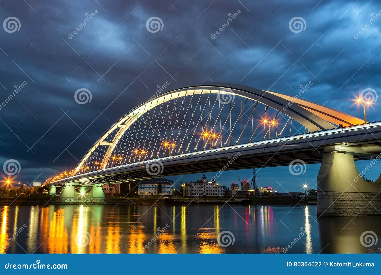 Apollo Bridge in the Evening in Bratislava Stock Photo - Image of ...
