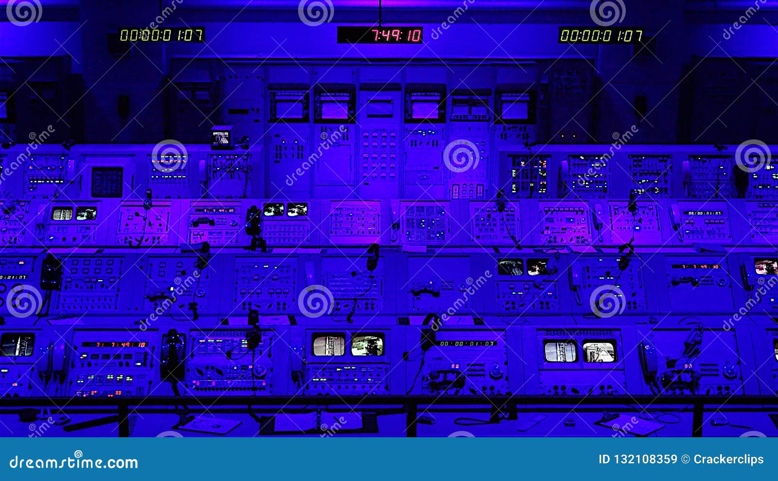Apollo Mission Launch Control Center in Kennedy Space Center Binnen ...