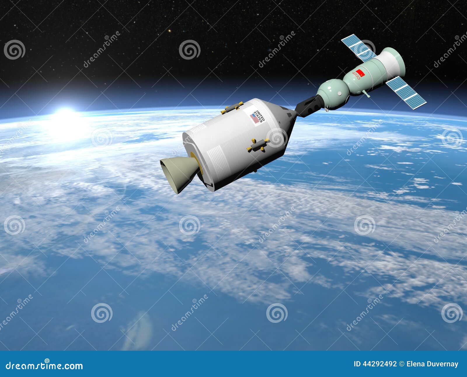 Apollo-Soyuz Test Project - 3D Render Stock Illustration - Illustration ...