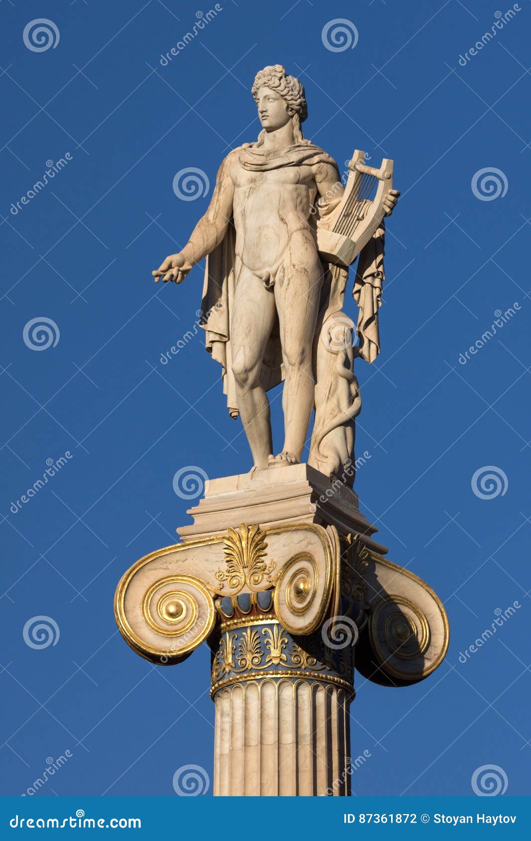 Apollo Statue in Front of Academy of Athens, Greece Stock Photo - Image ...