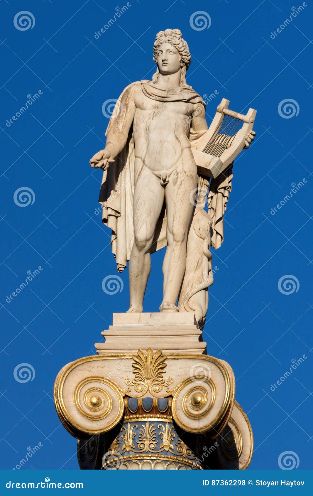 Apollo Statue in Front of Academy of Athens, Greece Stock Photo - Image ...