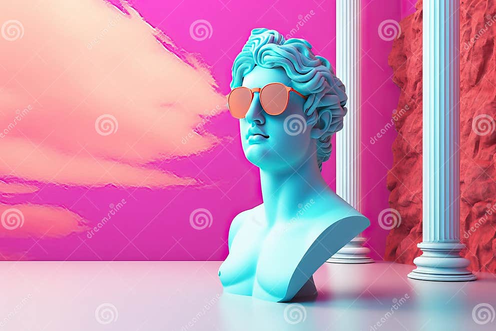 Apollo Style Design Background Vaporwave Concept. 3d Rendering Stock ...