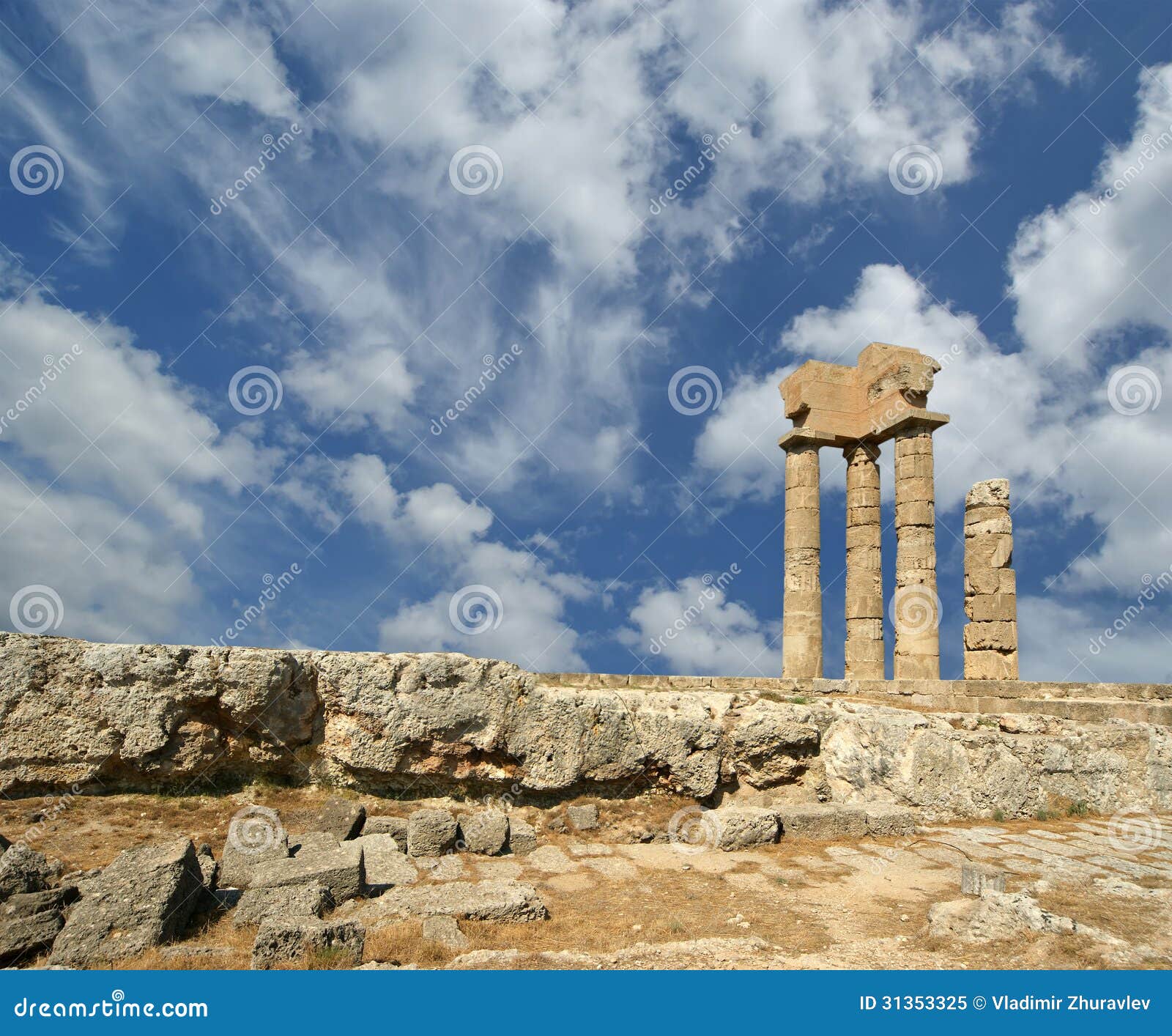 Apollo Temple at the Acropolis of Rhodes, Greece Stock Image - Image of ...