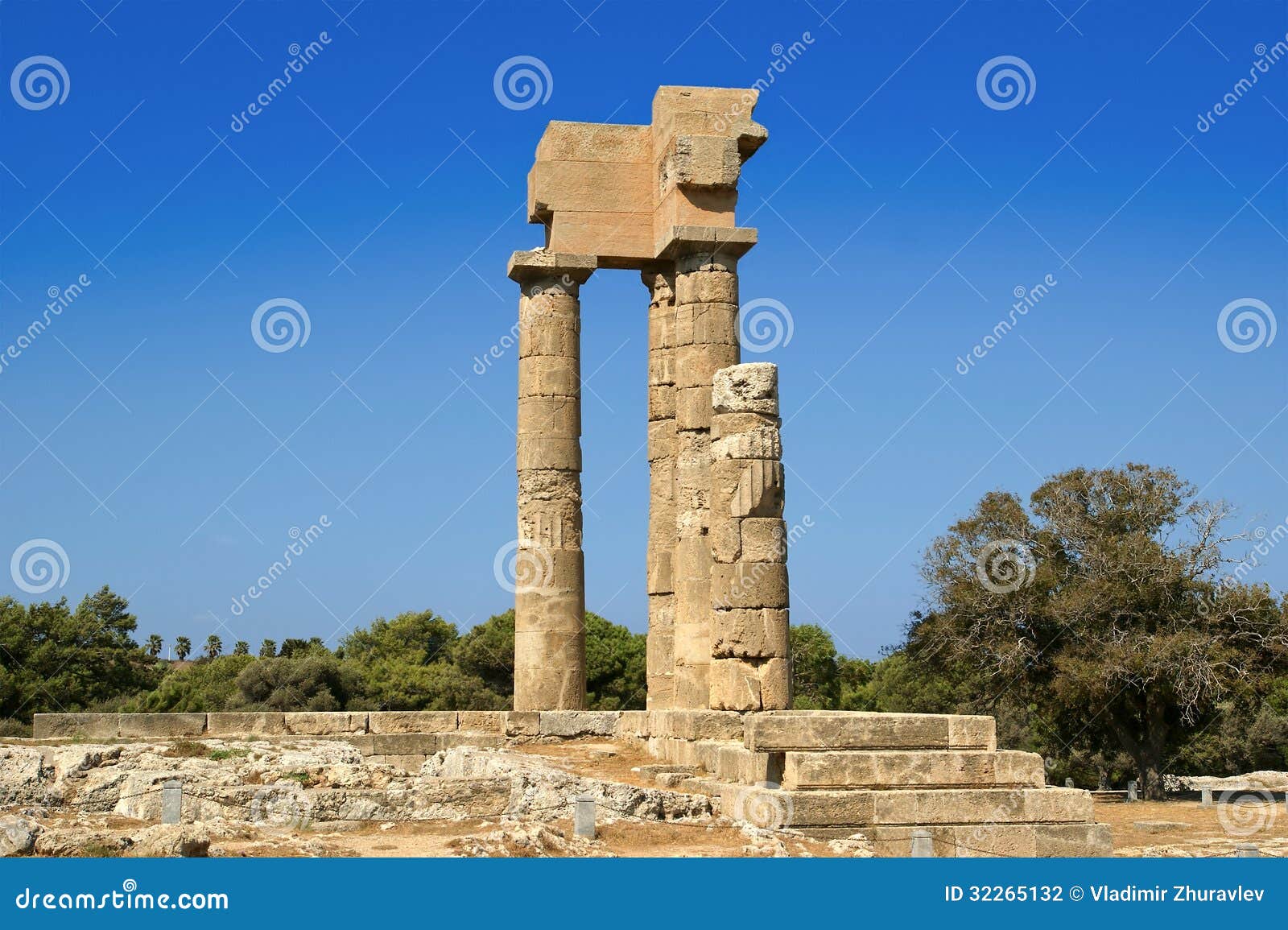 Apollo Temple at the Acropolis of Rhodes, Greece Stock Photo - Image of ...