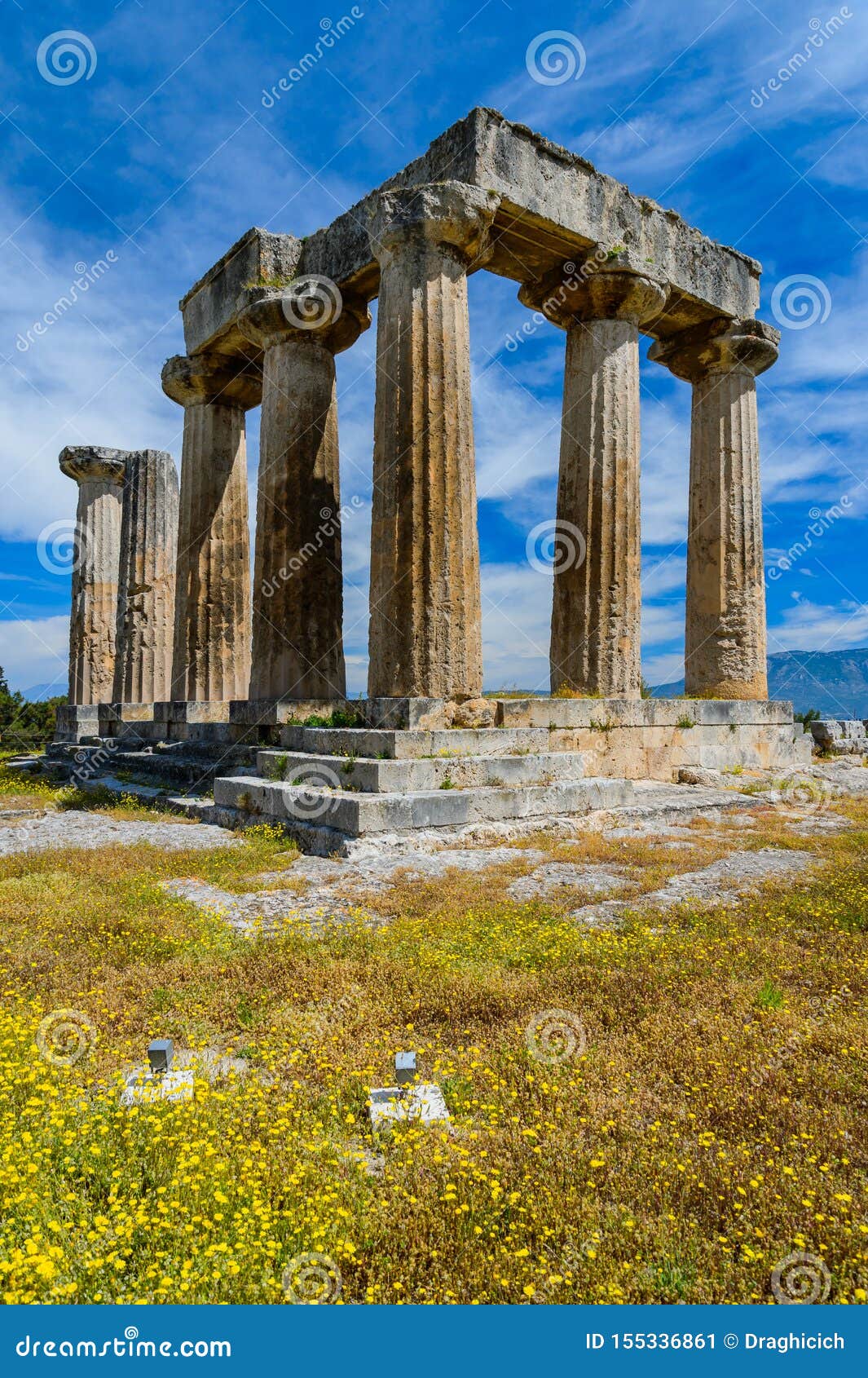 Apollo Temple in Ancient Corinth Stock Image - Image of travel, ruins ...