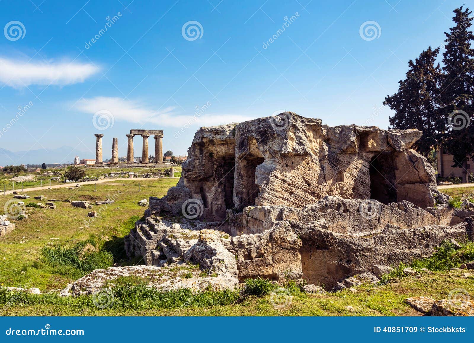 Apollo Temple Ruins Corinth Stock Image - Image of temple, landmark ...