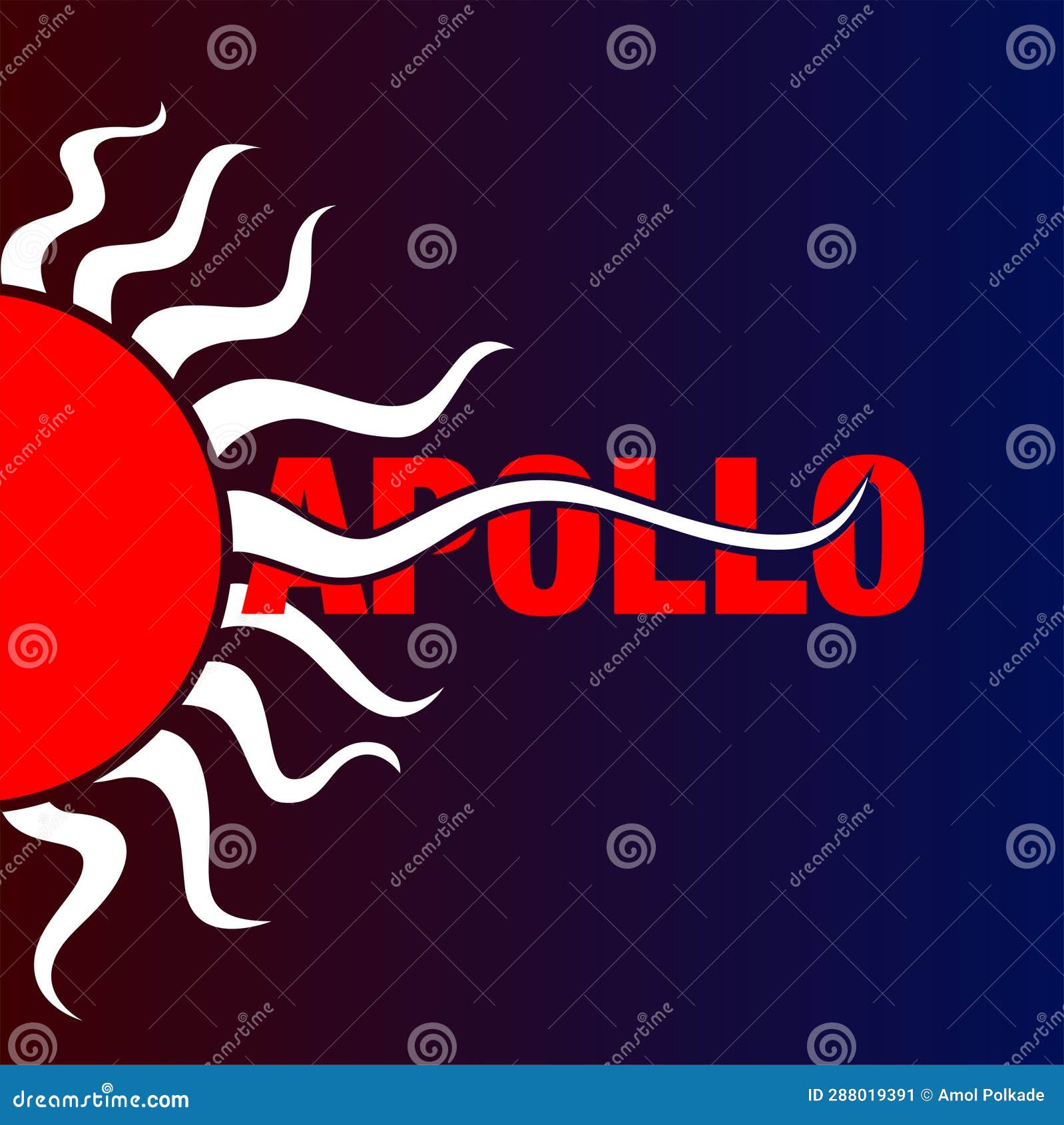 Apollo Typography Vector Icon with Sun Form Stock Vector - Illustration ...
