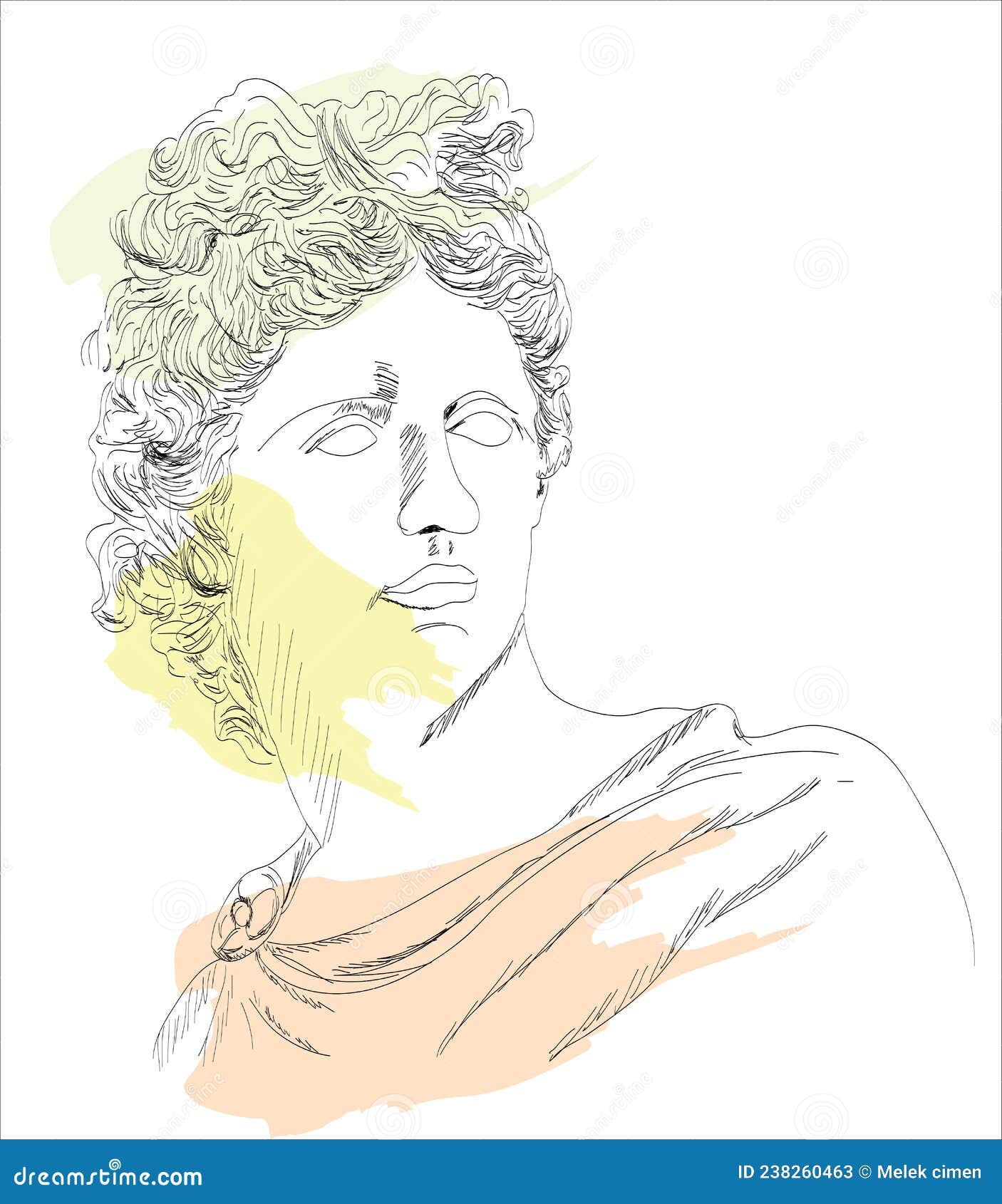 Apollo Vector Art Portrait. Shadow Drawing Of Greek God | CartoonDealer ...