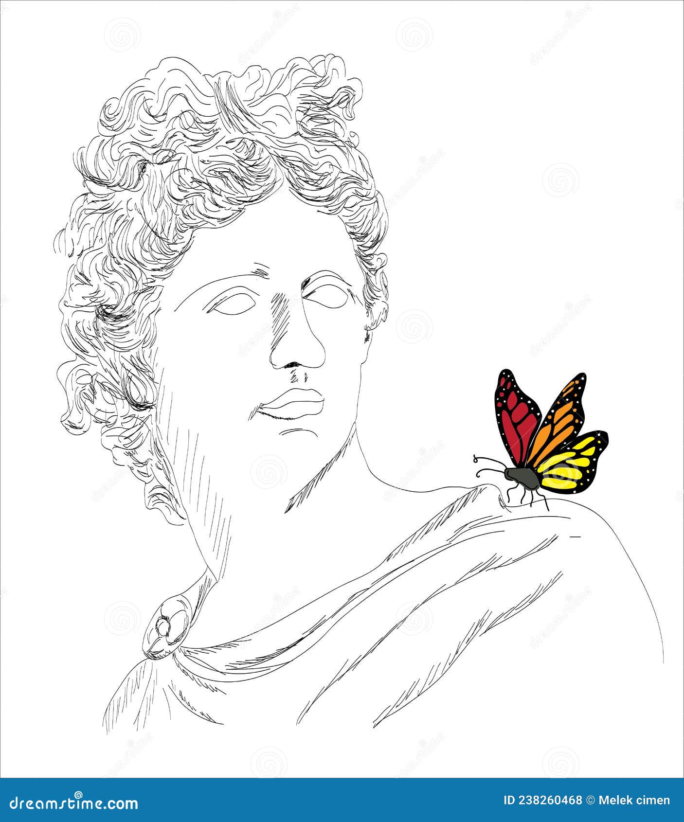 Apollo Vector Art Portrait. Shadow Drawing Of Greek God | CartoonDealer ...