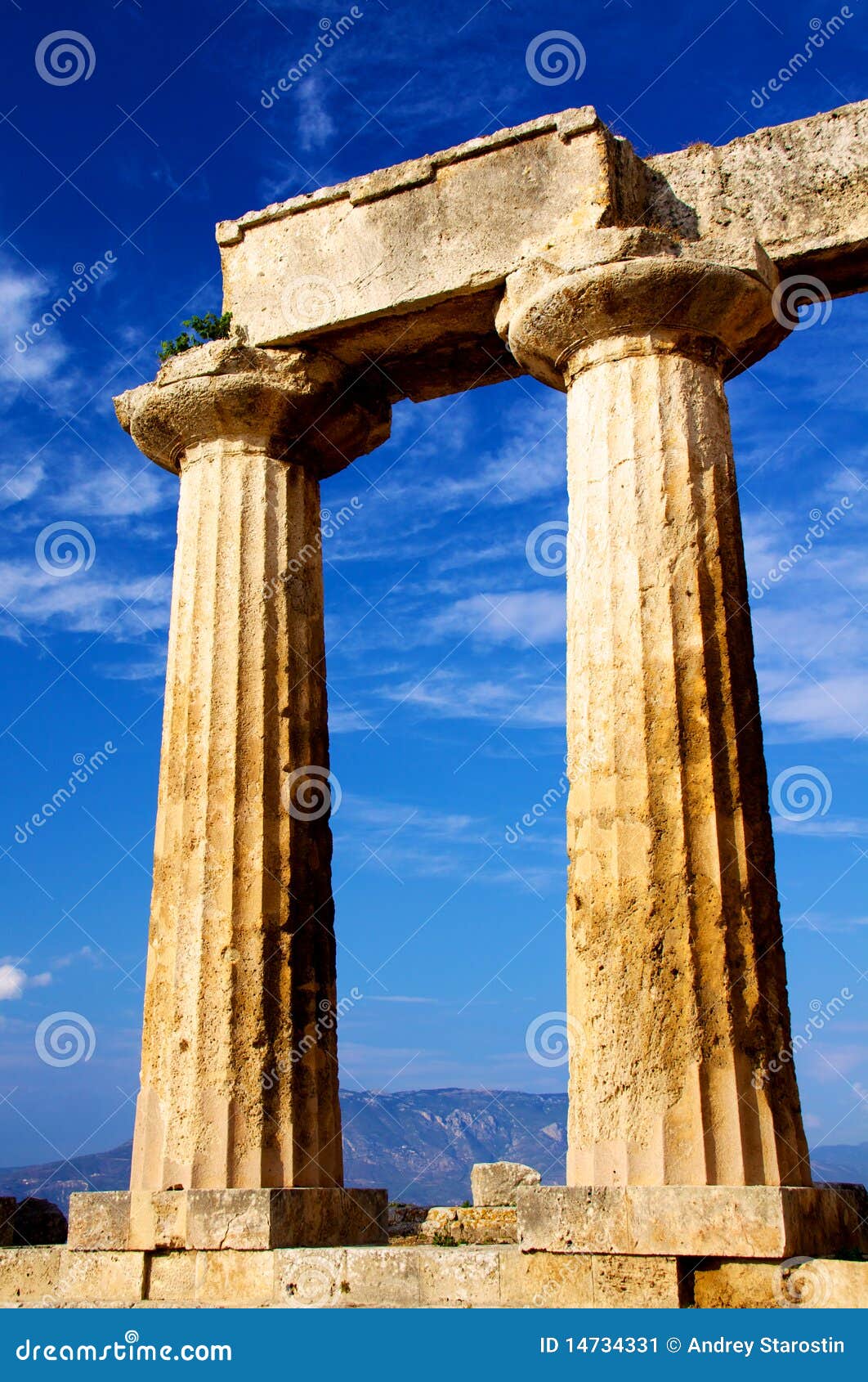 Apollon temple in corinth stock image. Image of sunny - 14734331