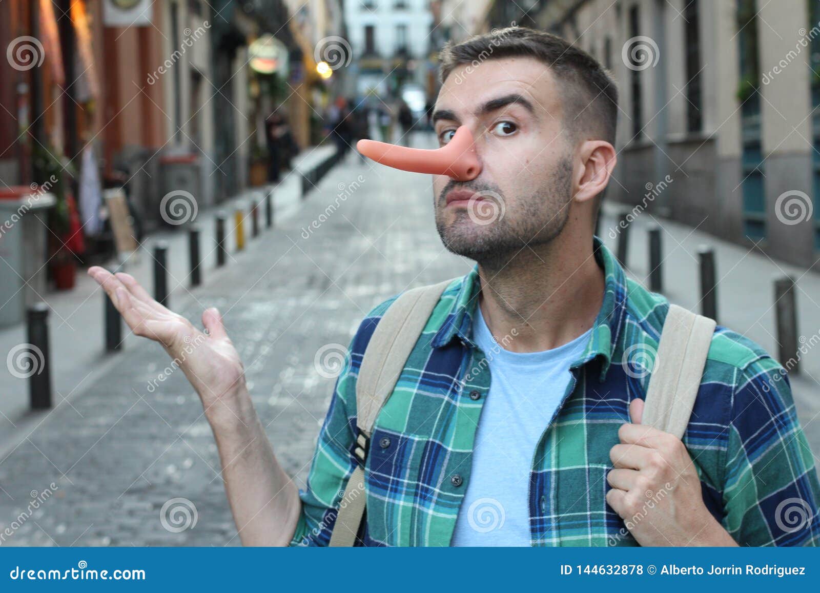 Apologetic Long Nosed Man Making Excuses Stock Photo - Image of hide ...