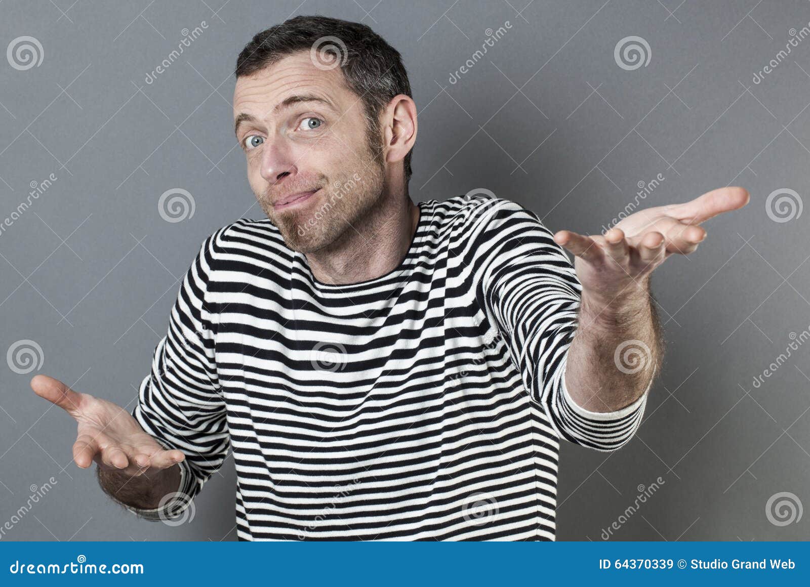 Apologizing 40s Man Expressing Careless Responsibility Stock Image ...