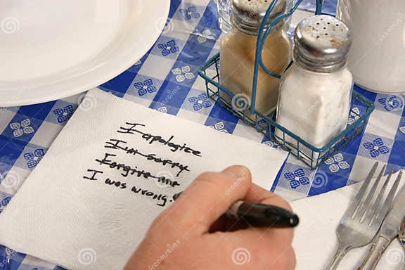 Apology on a napkin stock photo. Image of relationships - 1686818