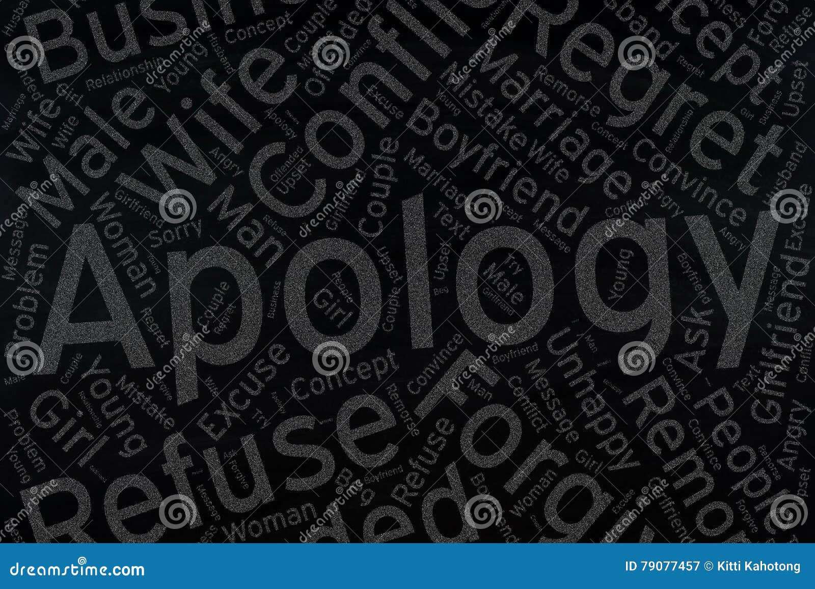 Apology ,Word Cloud Art on Blackboard Stock Image - Image of regret ...