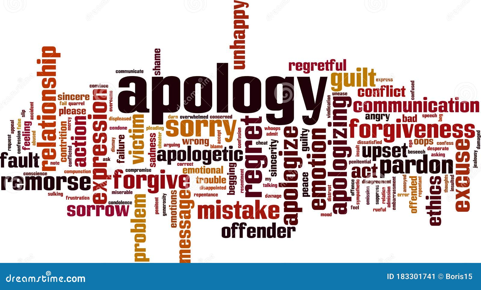 Apology word cloud stock vector. Illustration of apologize - 183301741