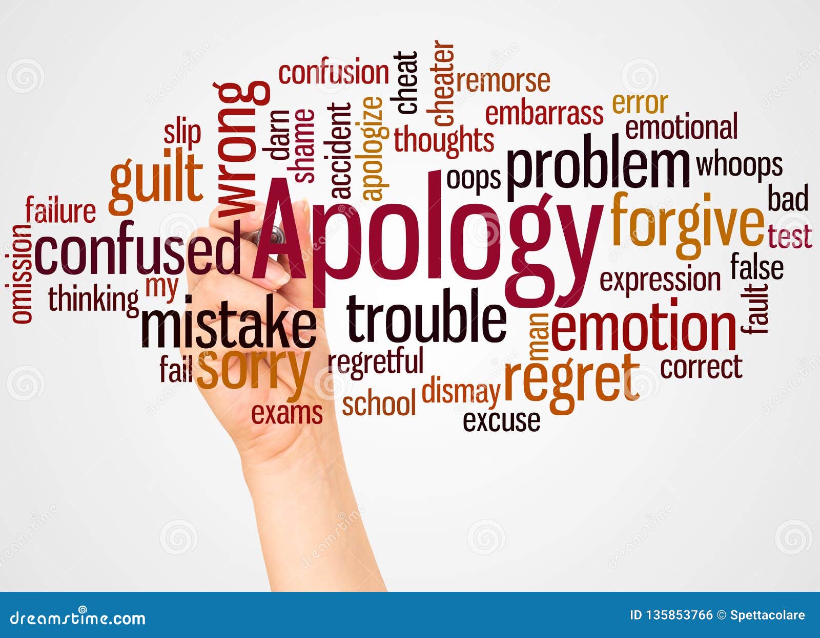 Apology Word Cloud And Hand With Marker Concept Stock Photography ...