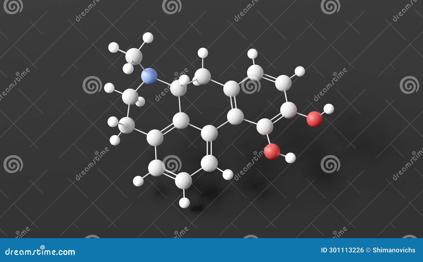 Apomorphine Molecular Structure, Non-selective Dopamine Agonist, Ball ...