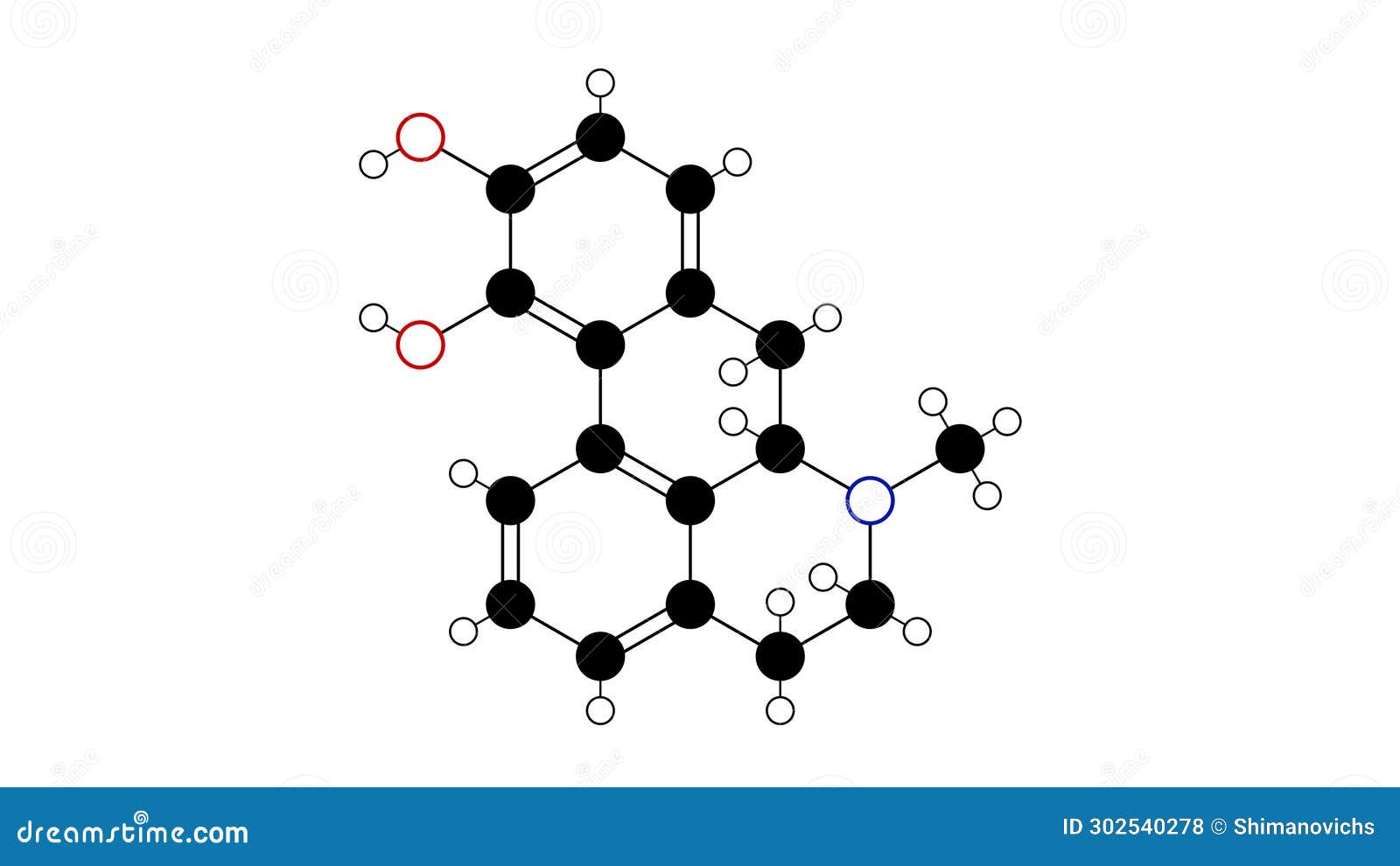 Apomorphine Molecule, Structural Chemical Formula, Ball-and-stick Model ...