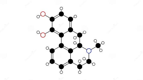 Apomorphine Molecule, Structural Chemical Formula, Ball-and-stick Model ...