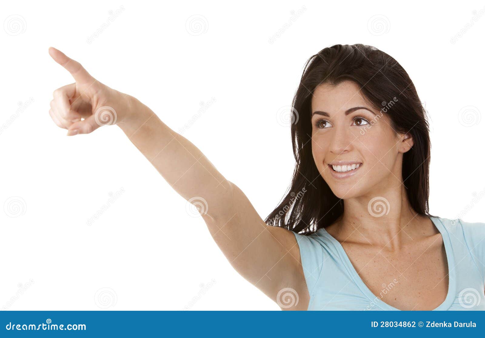 Apontar da mulher foto de stock. Imagem de bonito, sinal - 28034862