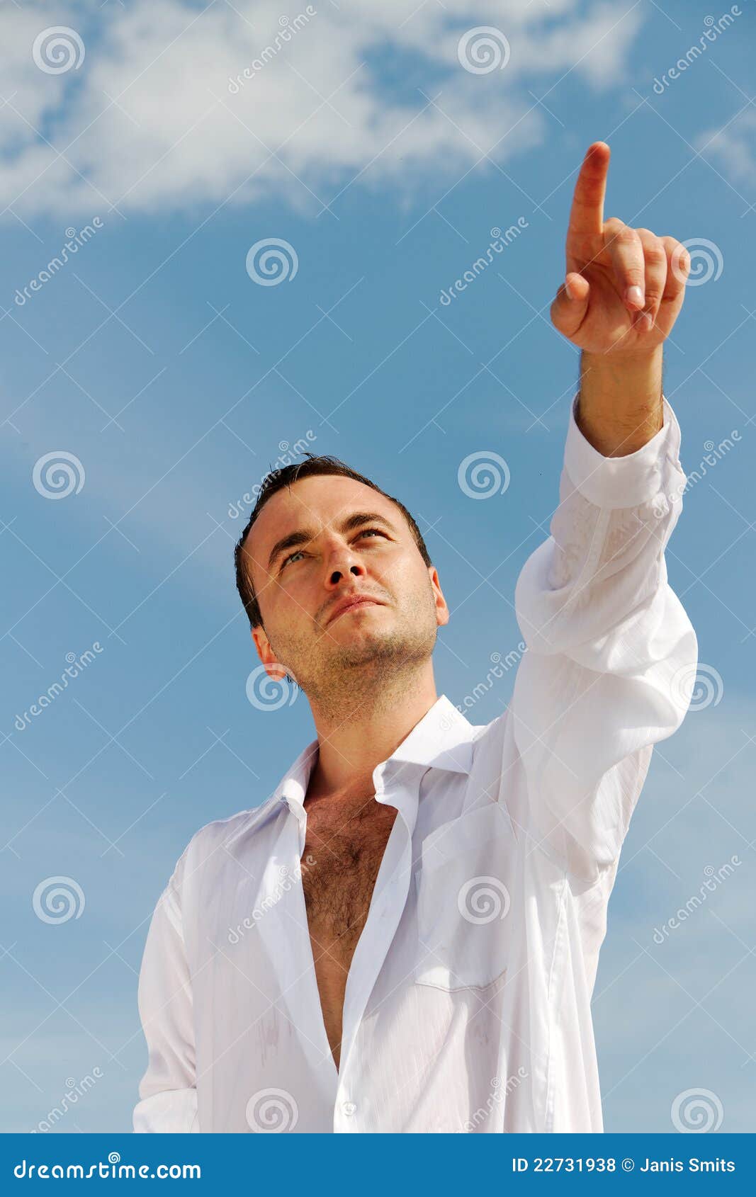 Apontar do homem. foto de stock. Imagem de camisa, sorrir - 22731938