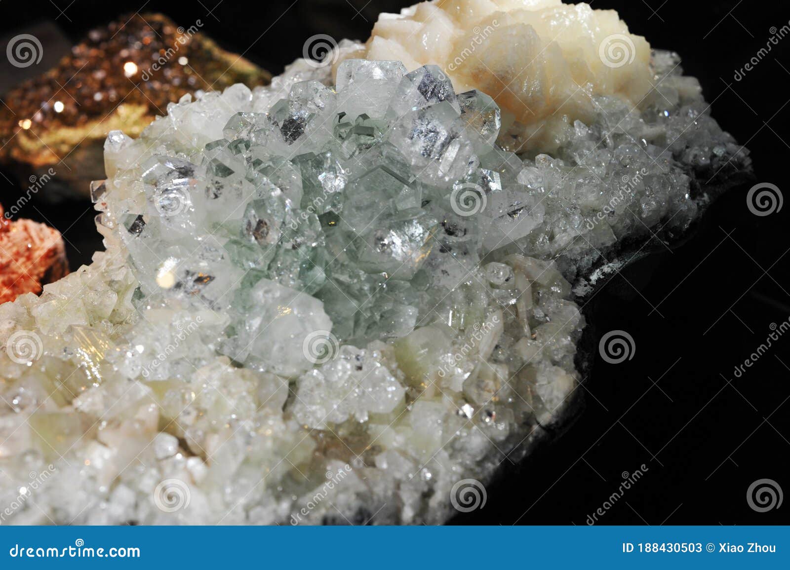 Apophyllite and Stilbite stock image. Image of abstract - 188430503