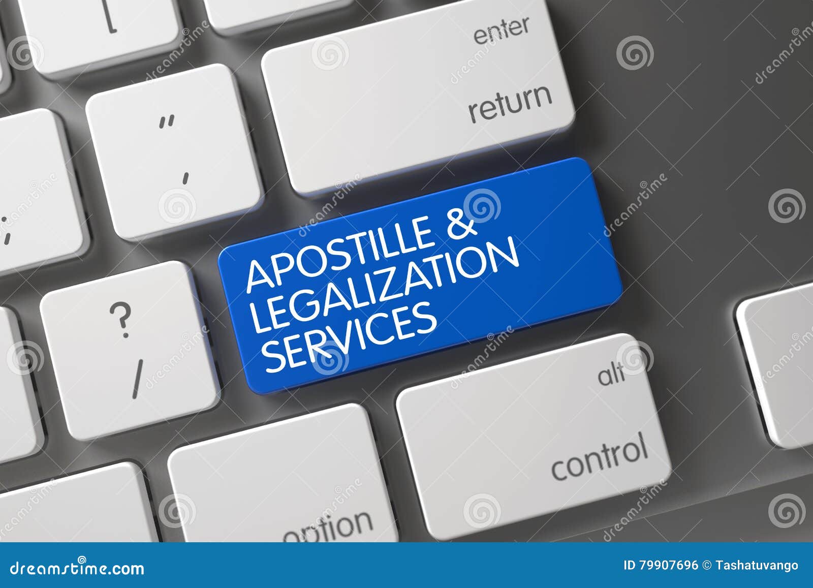 Apostille and Legalization Services CloseUp of Keyboard. 3D. Stock ...