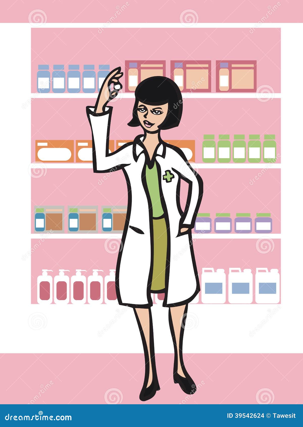 Apotekare i apotek stock illustrationer. Illustration av detaljhandel ...