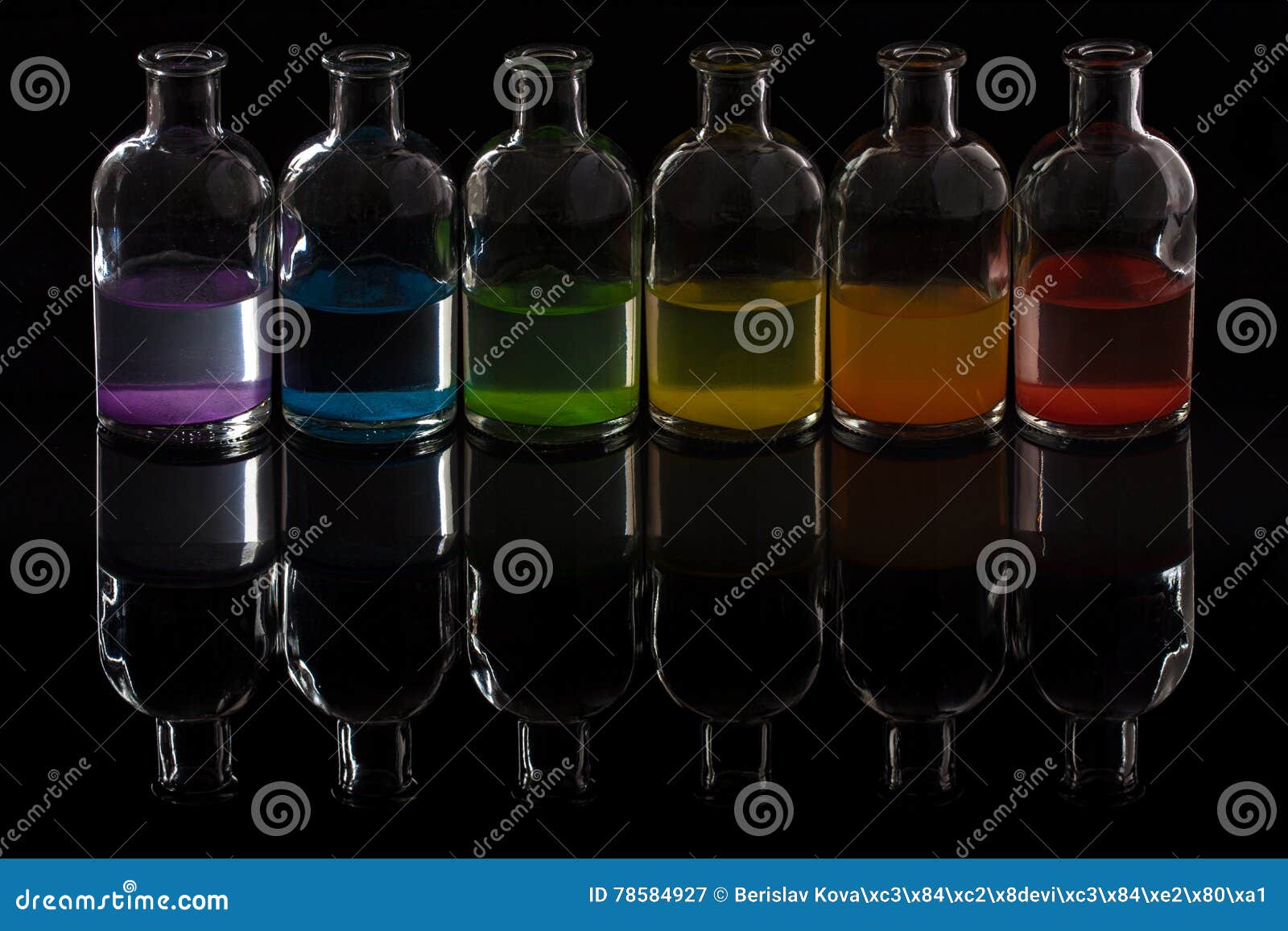 Apothecary, Laboratory Bottles with Colored Liquid Stock Image - Image ...