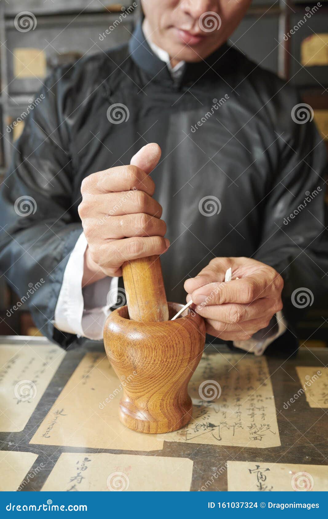 Apothecary Worker Making Medicine Stock Photo - Image of practitioner ...