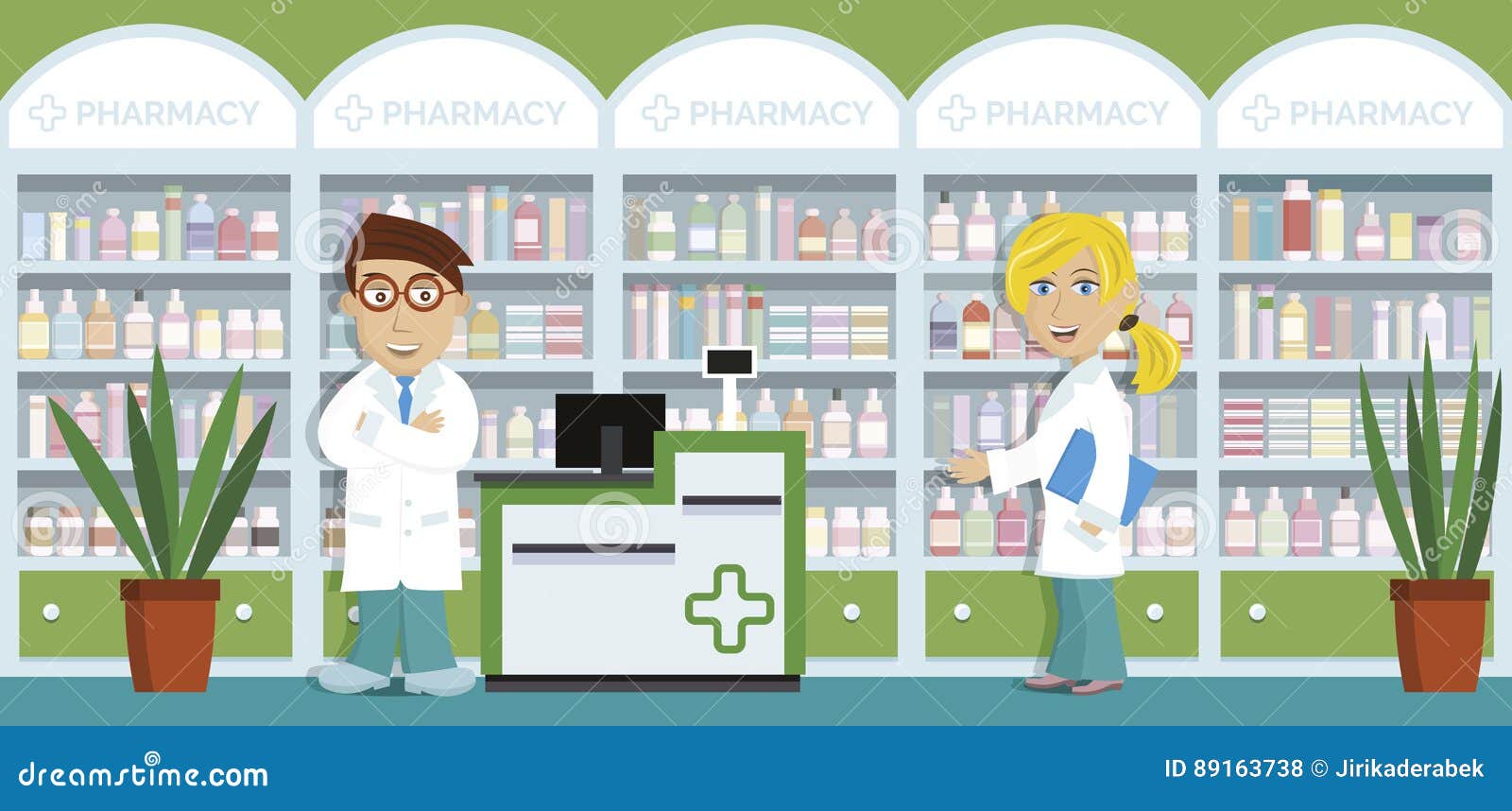 Apotheek vector illustratie. Illustration of bloem, kleurrijk - 89163738