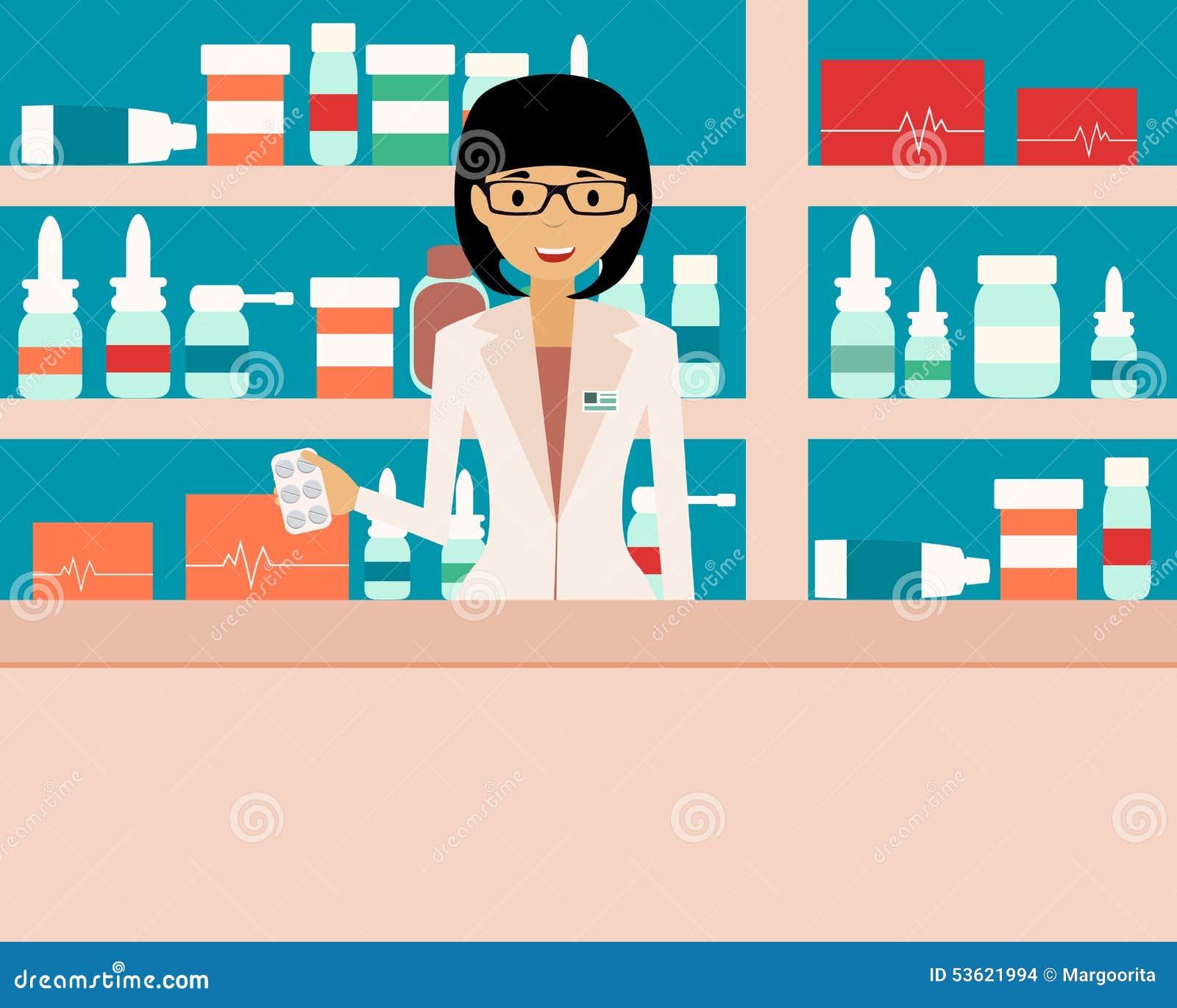 Apotheker, Der in Einem Drugstore Steht Vektor Abbildung - Illustration ...