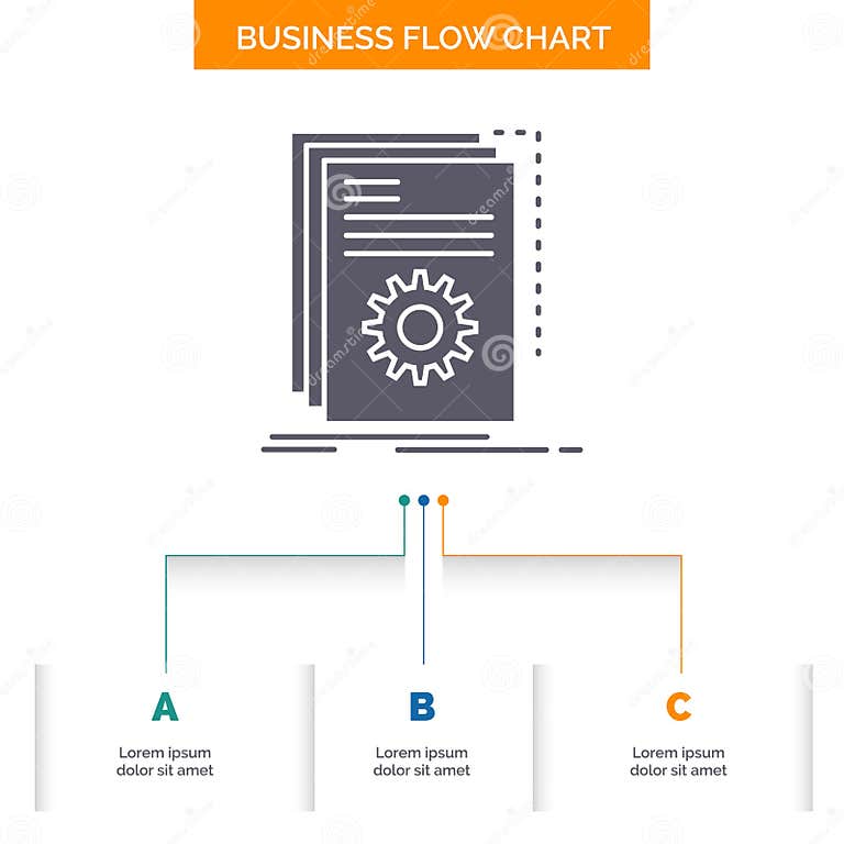 App, Build, Developer, Program, Script Business Flow Chart Design with 3 Steps. Glyph Icon for ...