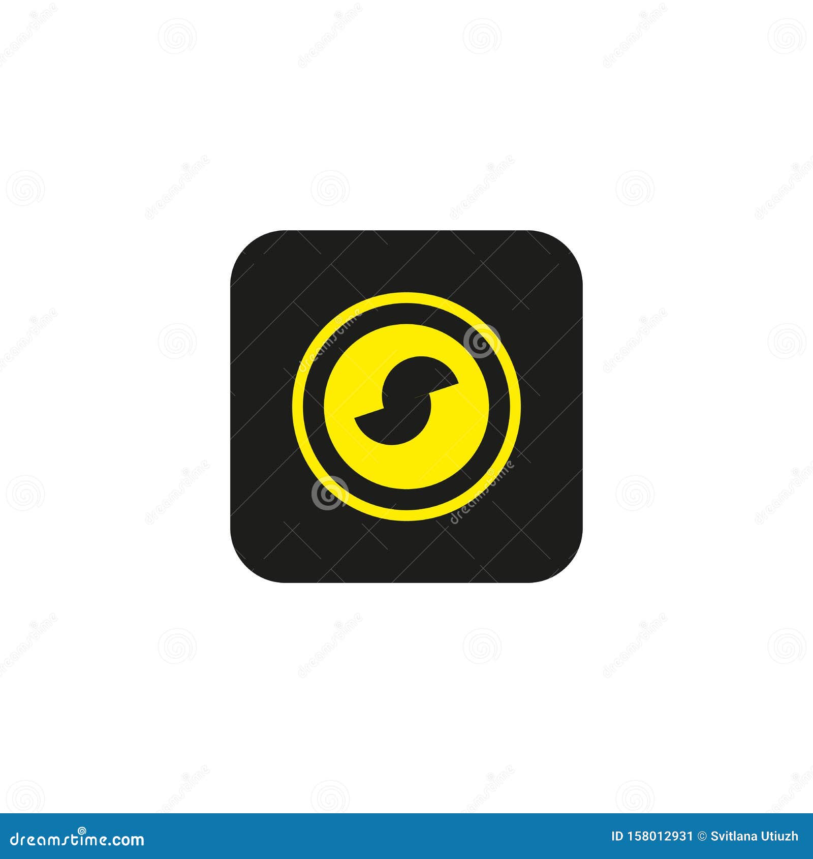 App Button Icon, Black Square with Abstract Logo Stock Illustration ...