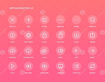 App Control System User Interface UI Vector Icon Set. High Quality ...