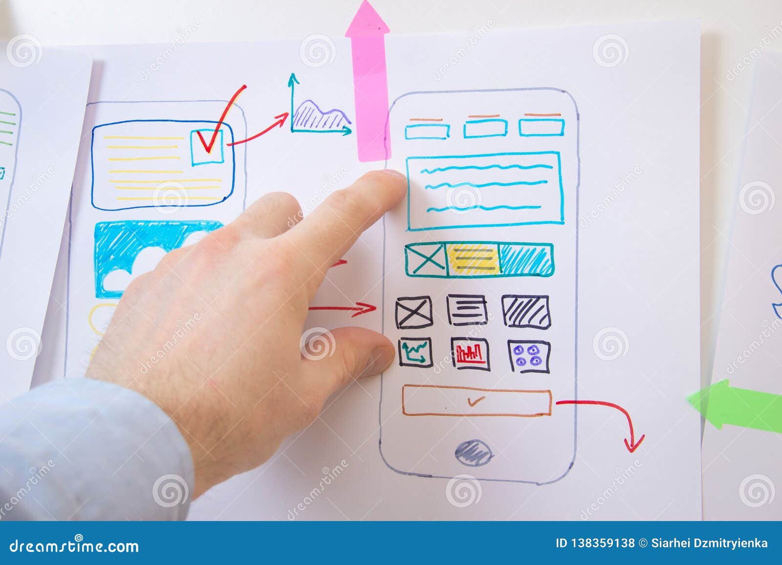 App Design Smartphone. Ui Ux Designer Stock Photo - Image of office ...