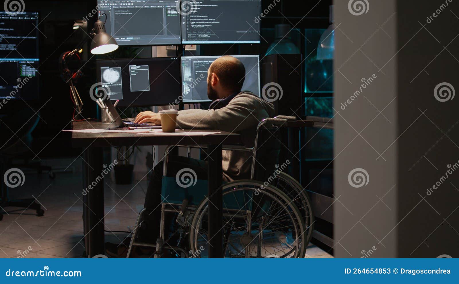 App Developer With Physical Disability Working On It Software Coding Stock Image Image Of