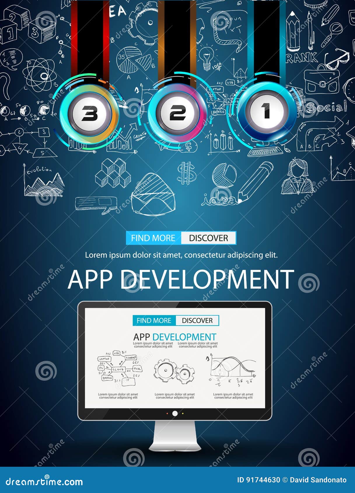 App Development Concept Background with Doodle Design Style Stock ...