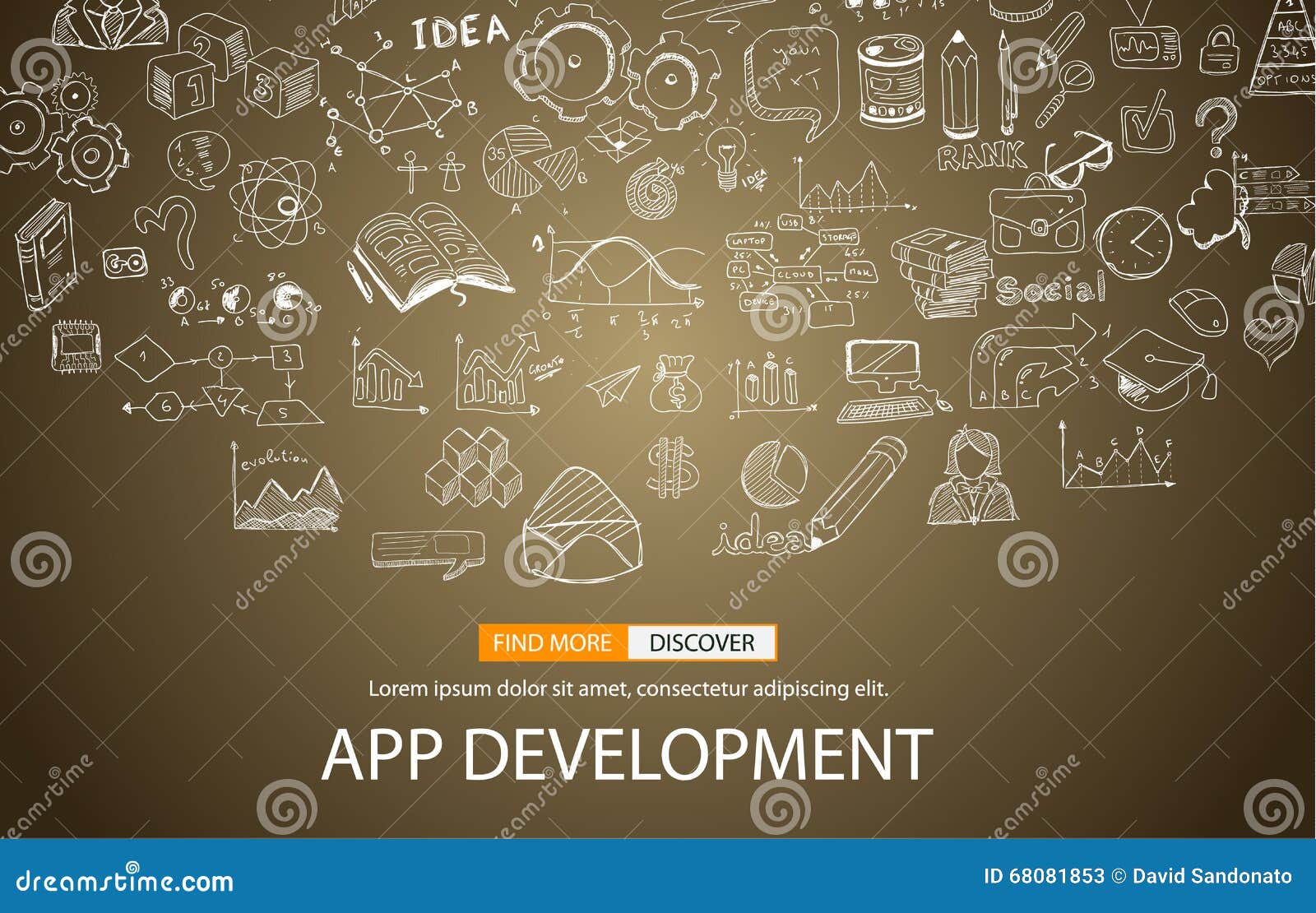 App Development Concept Background with Doodle Design Style Stock ...