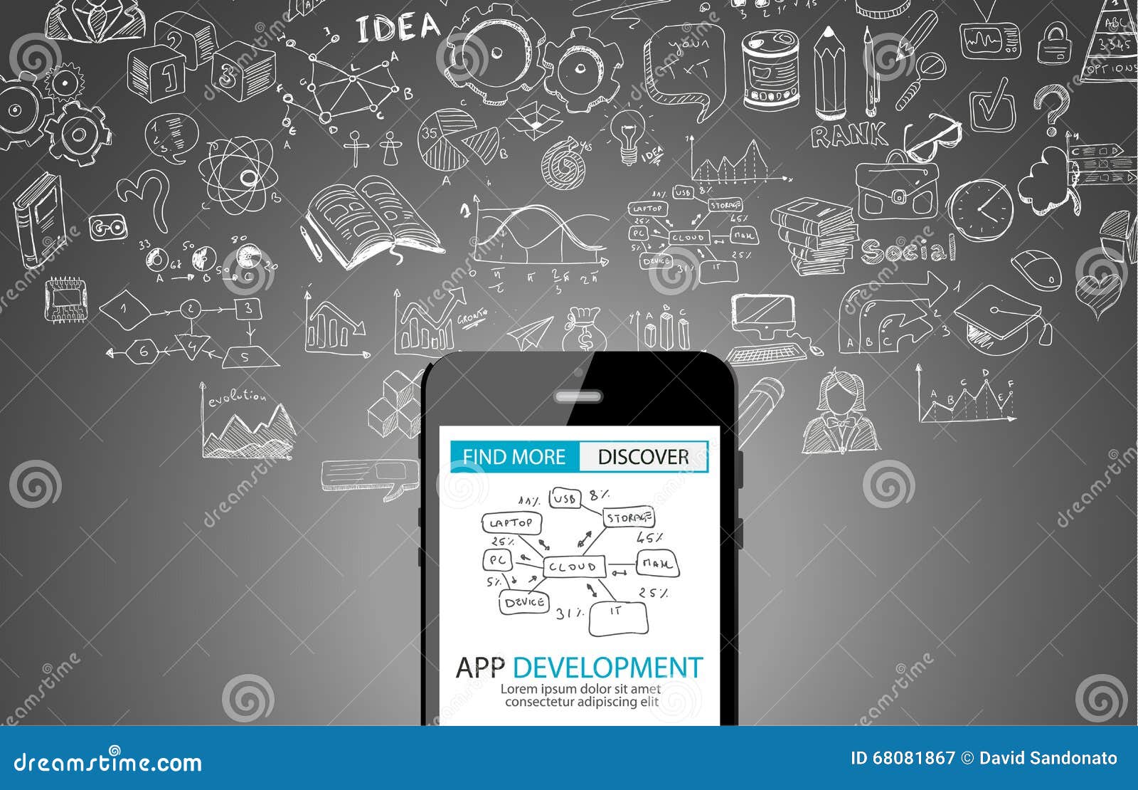 App Development Concept Background with Doodle Design Style Stock ...