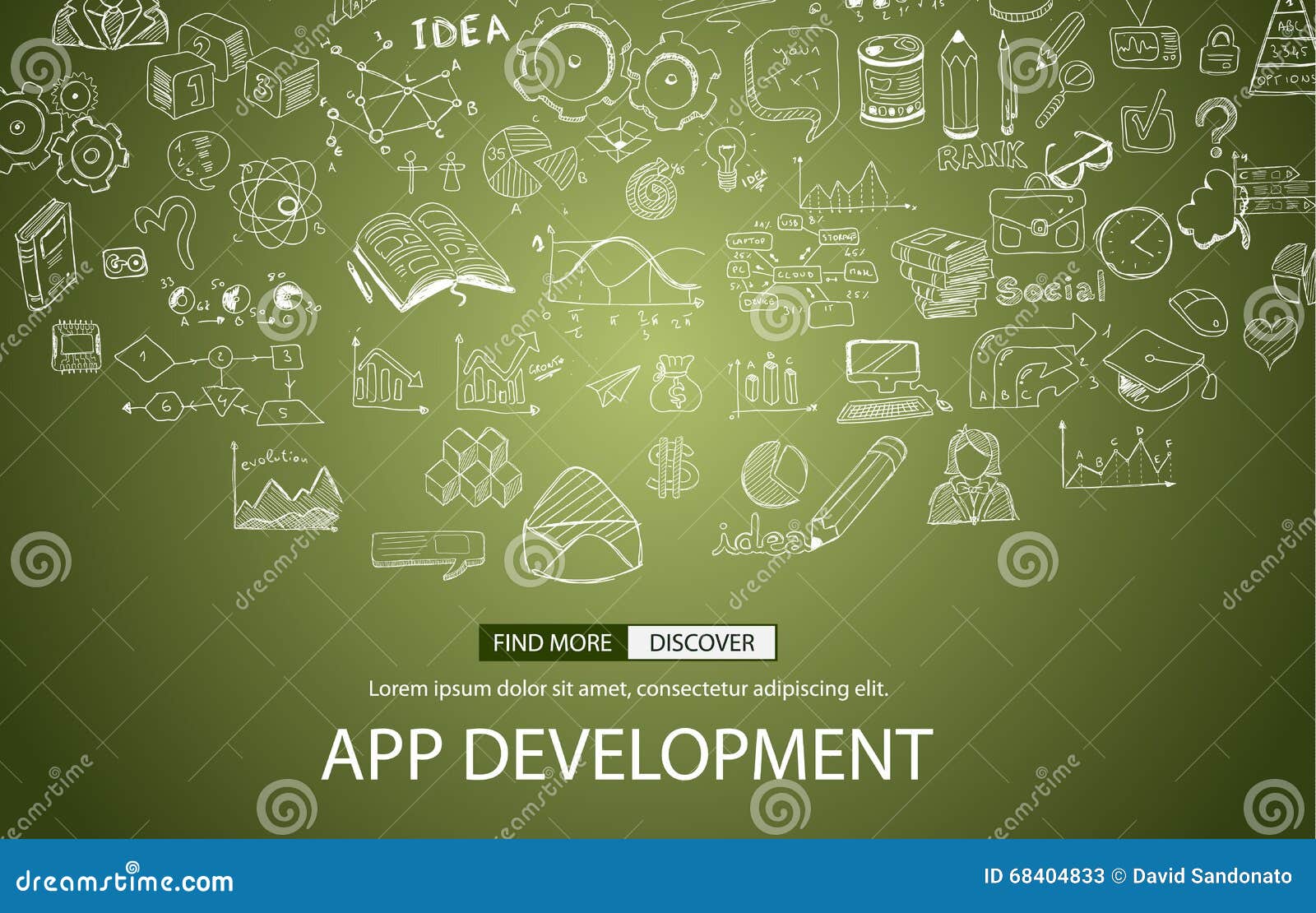 App Development Concept Background with Doodle Design Style :user Interfaces, Stock Vector ...
