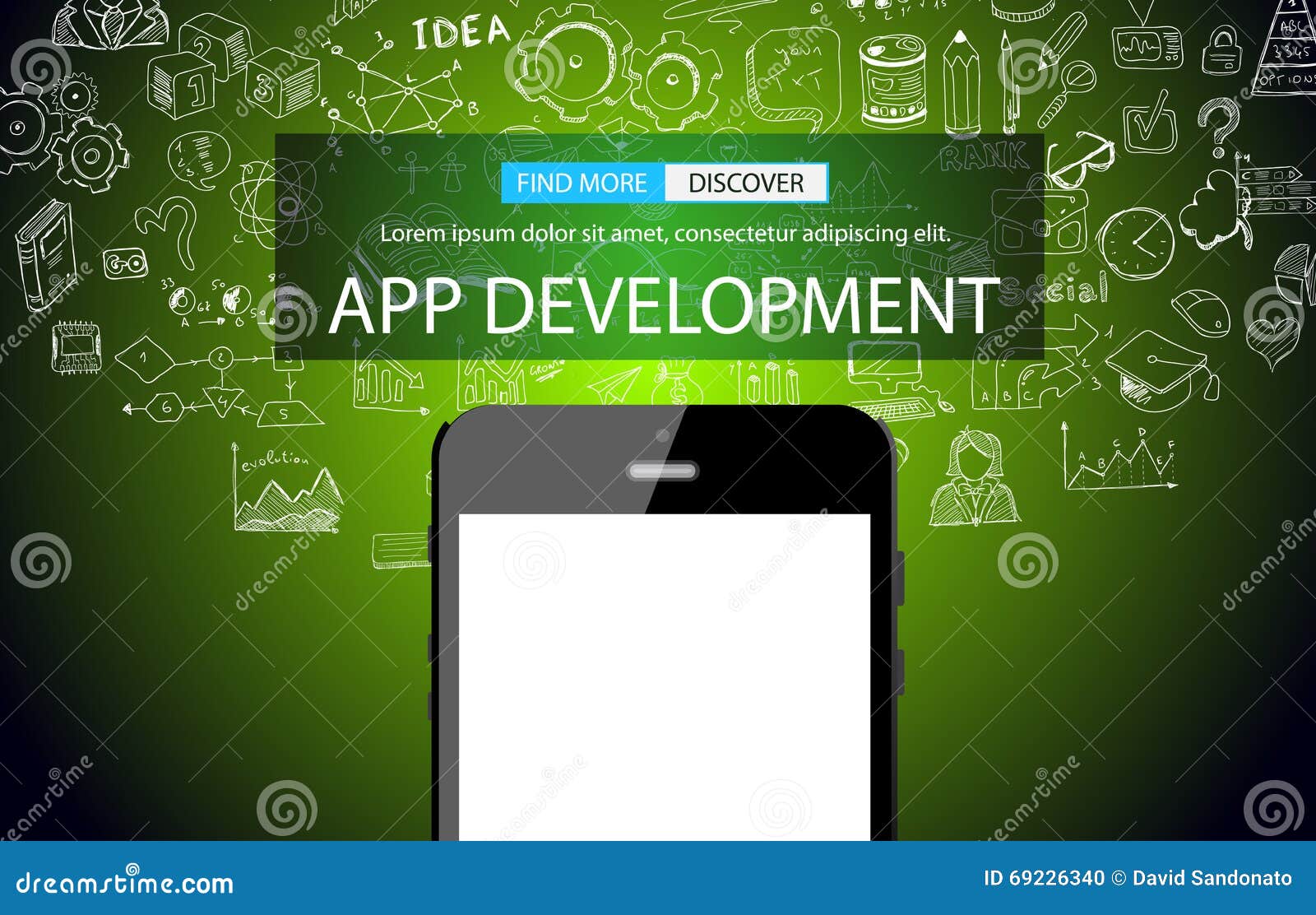 App Development Concept Background with Doodle Design Style Stock ...