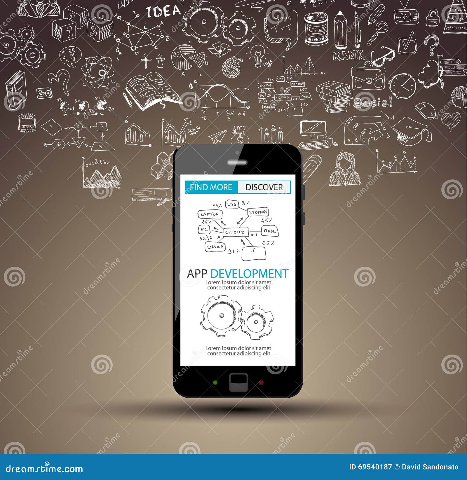 App Development Concept Background with Doodle Design Style Stock ...
