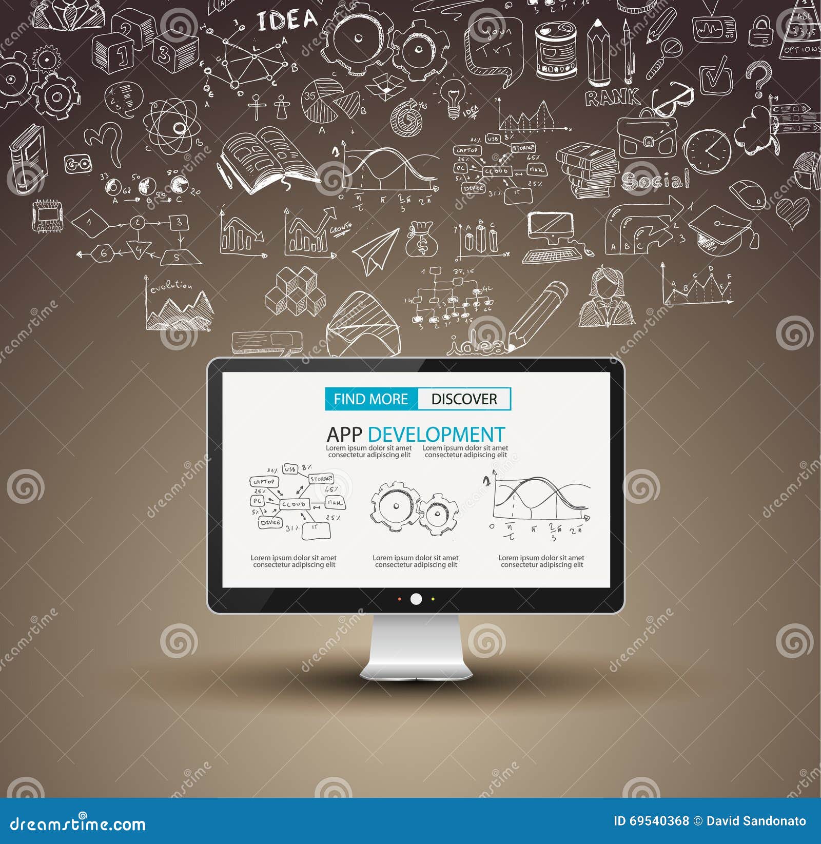 App Development Concept Background with Doodle Design Style Stock ...
