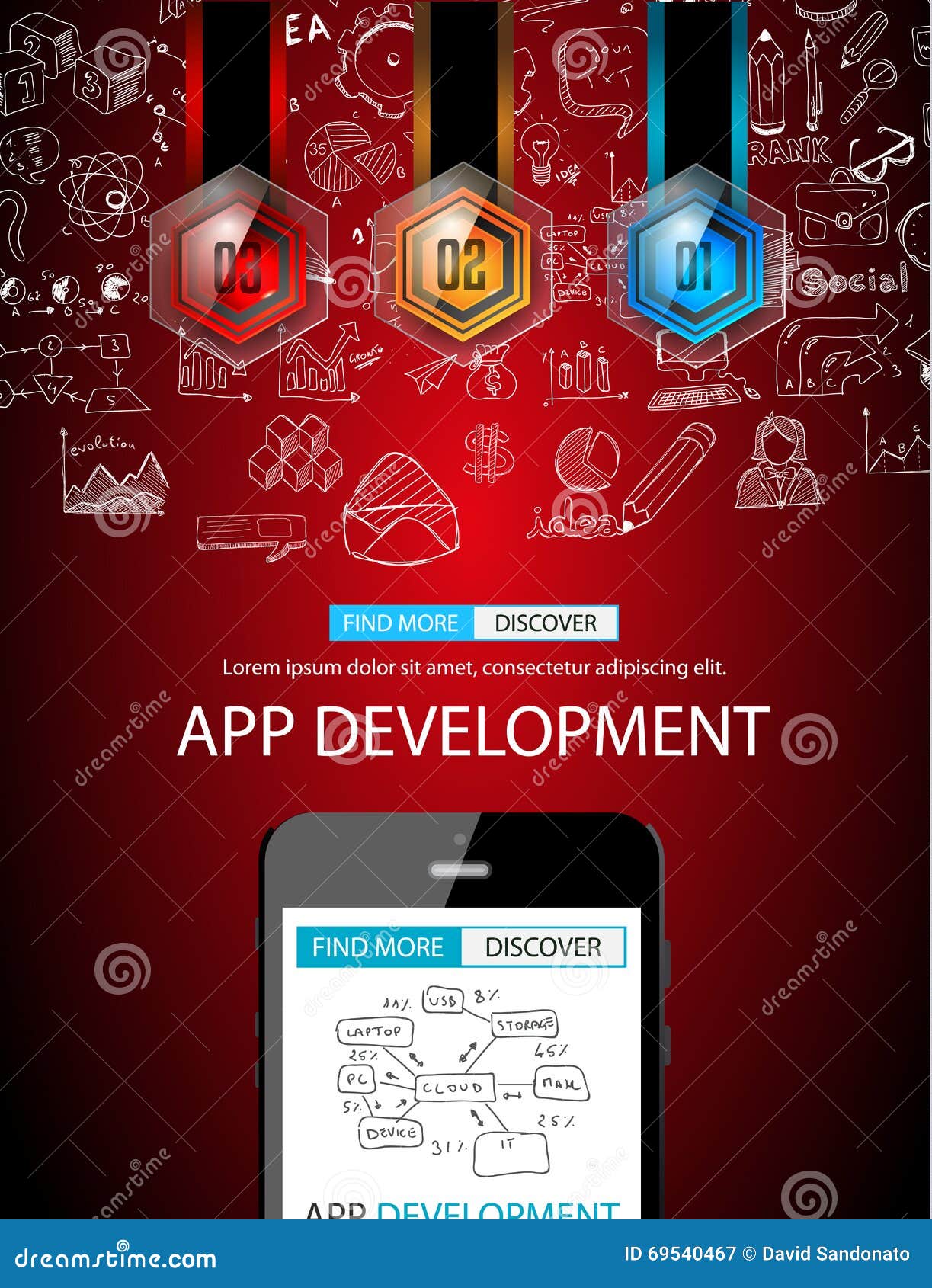 App Development Concept Background with Doodle Design Style Stock ...