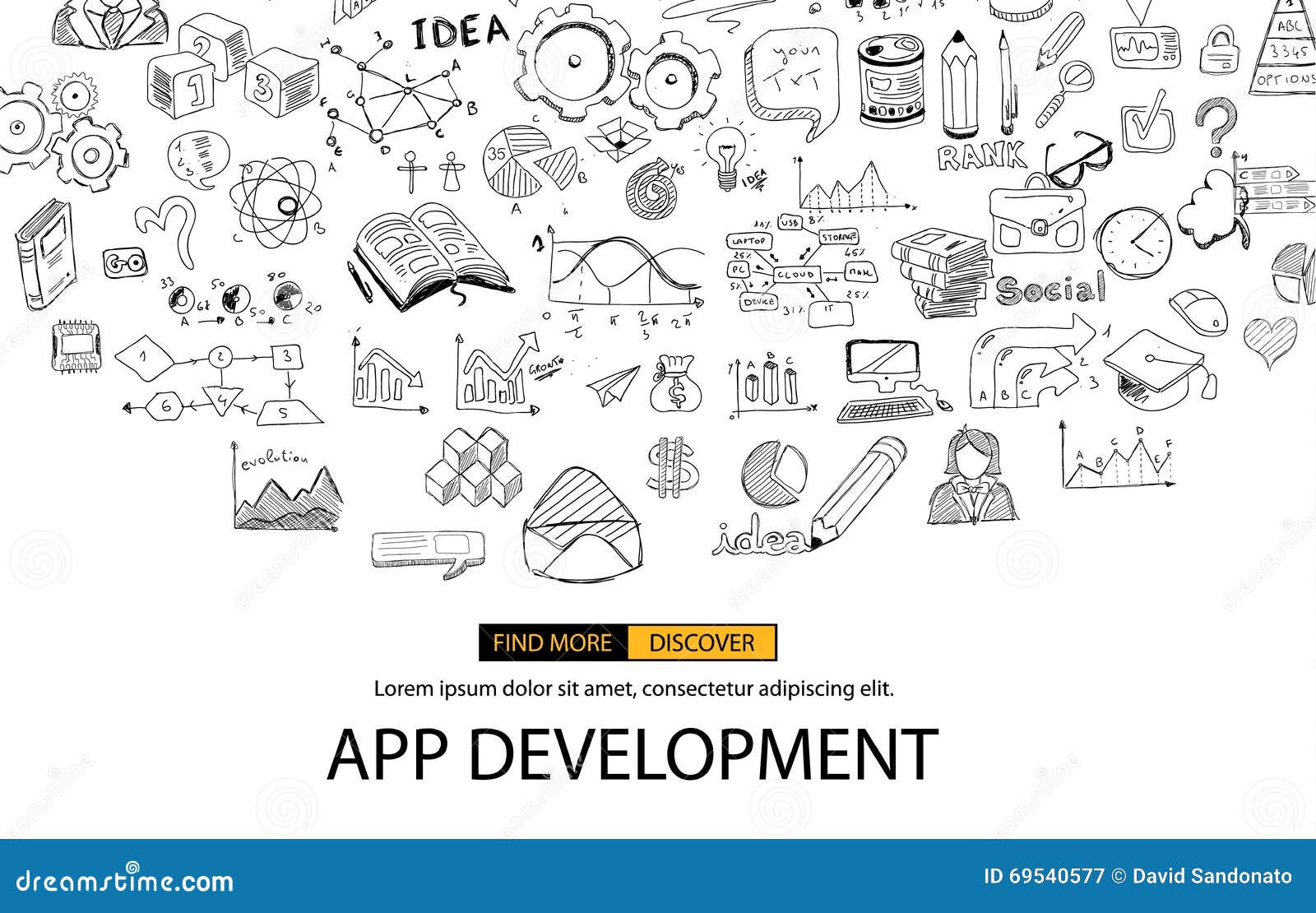 App Development Concept Background with Doodle Design Style Stock ...