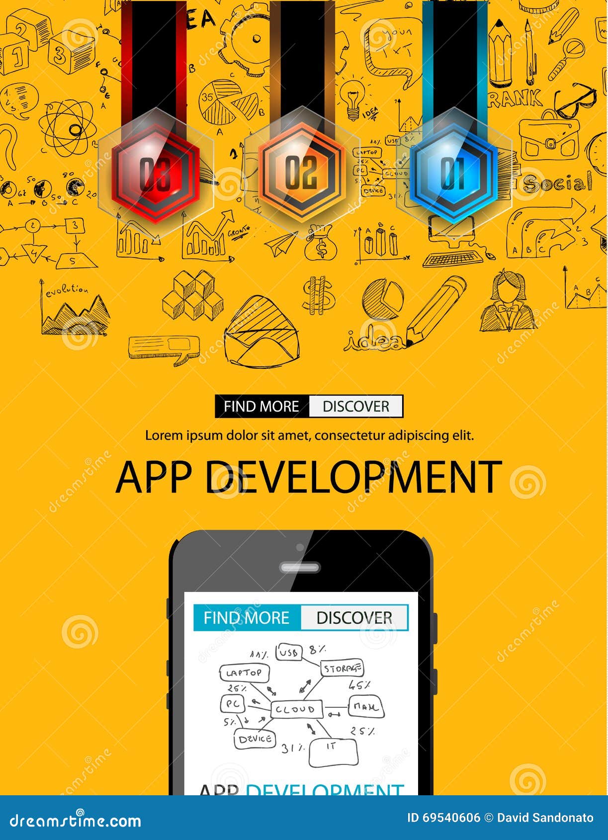 App Development Concept Background with Doodle Design Style Stock ...