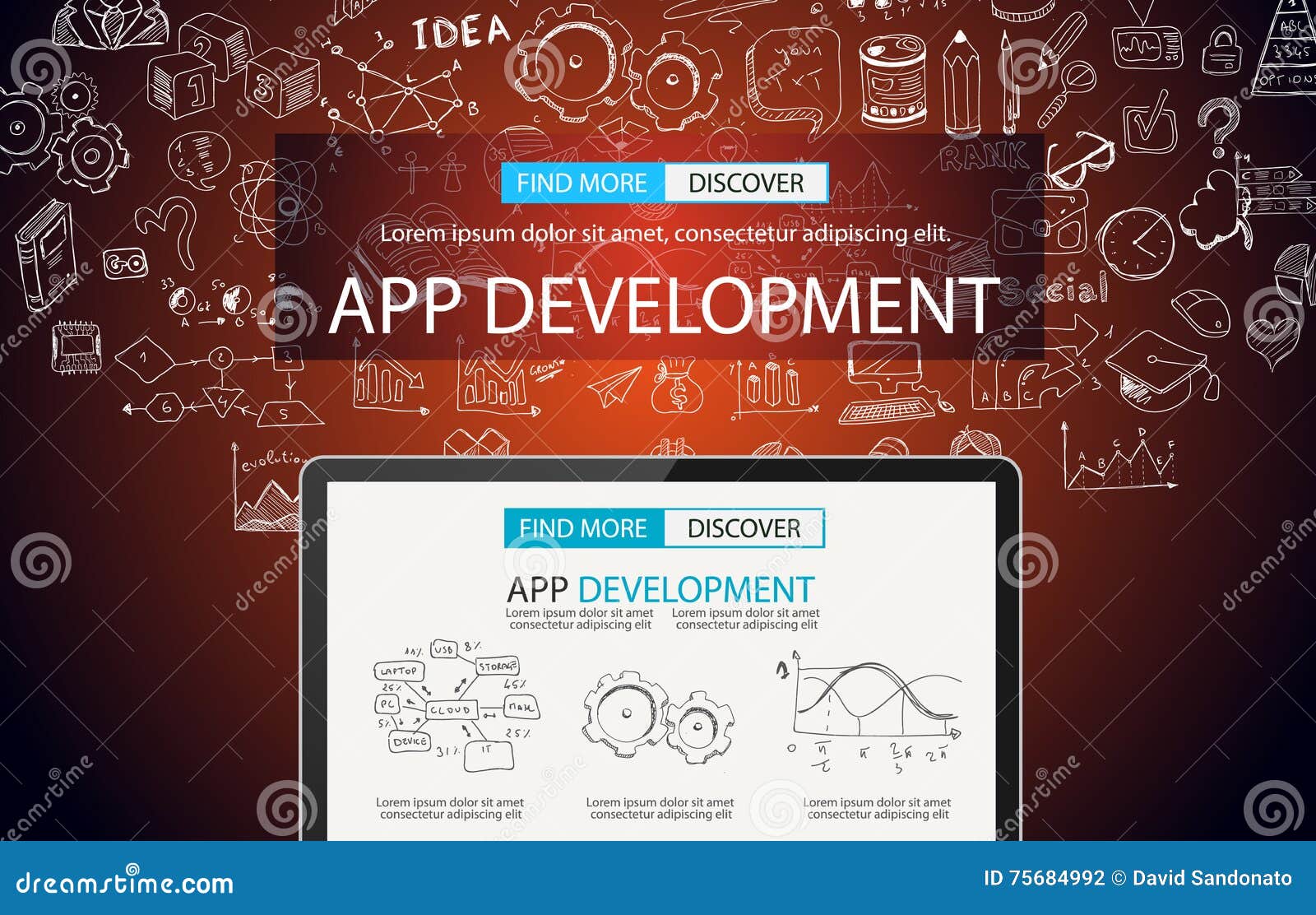 App Development Concept Background with Doodle Design Style Stock ...
